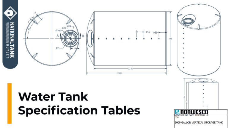 Water Tank Specification Tables
