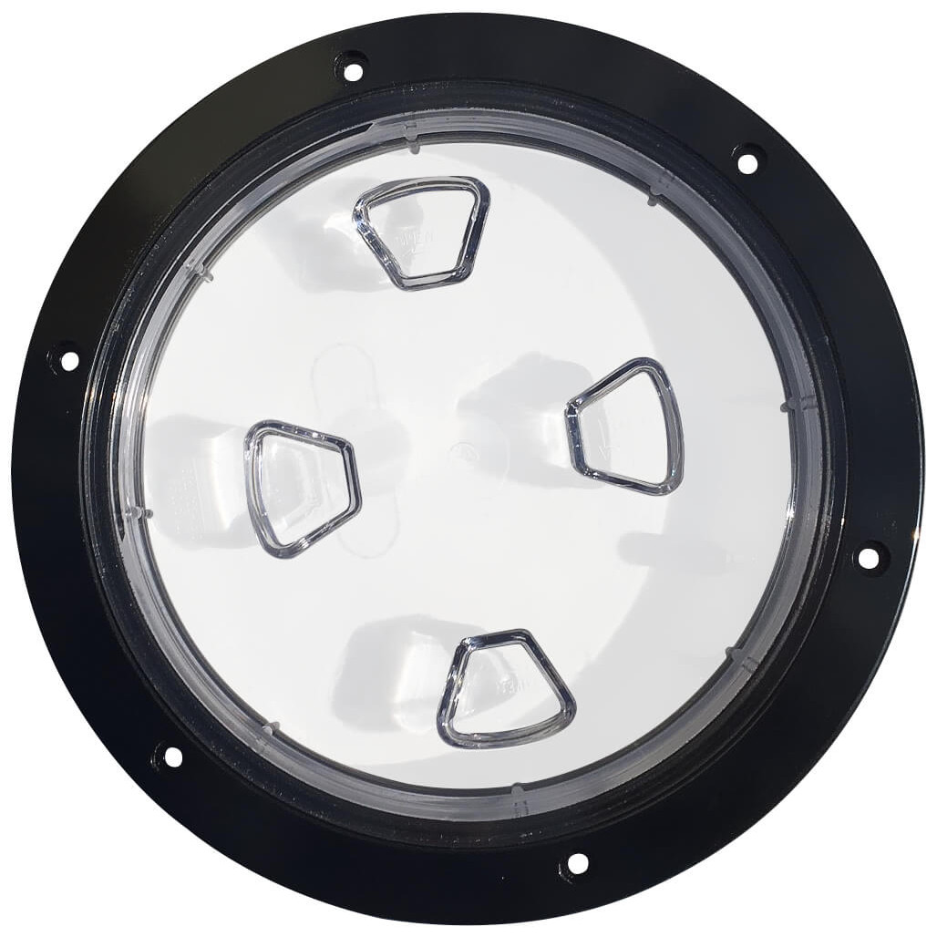 DP80-B-C Ronco | 8" Inspection Lid - Black Collar, Clear Lid